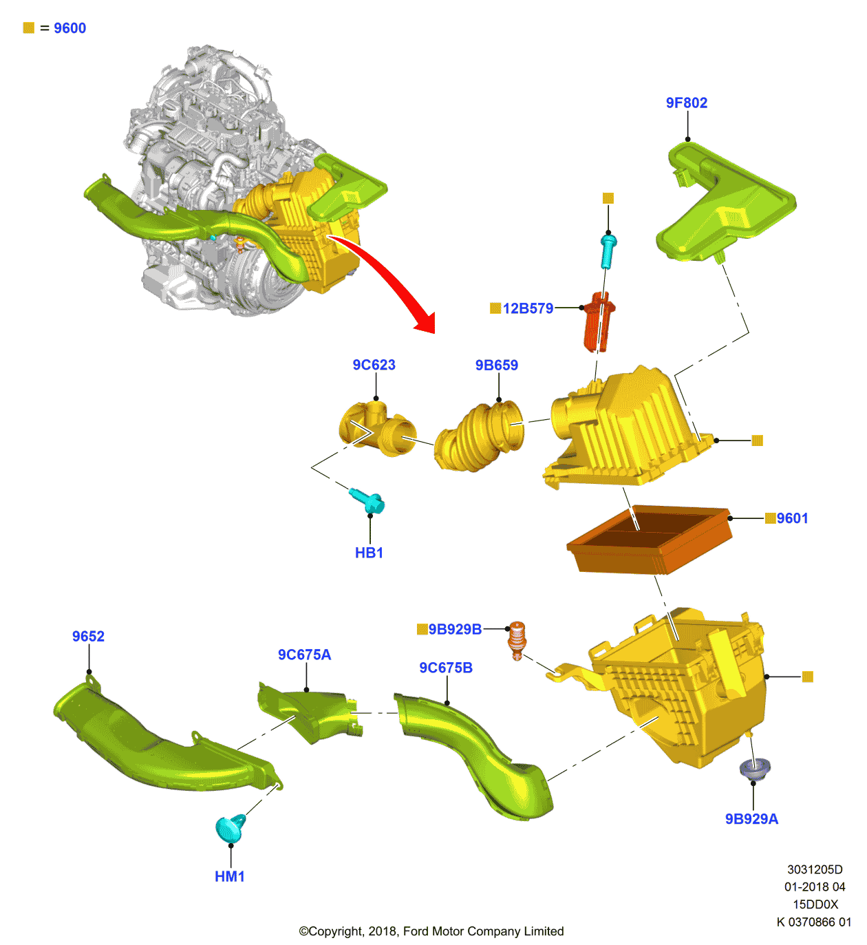 KV6Z-9C623-A KV6Z9C623A - Genuine Ford Air Hose