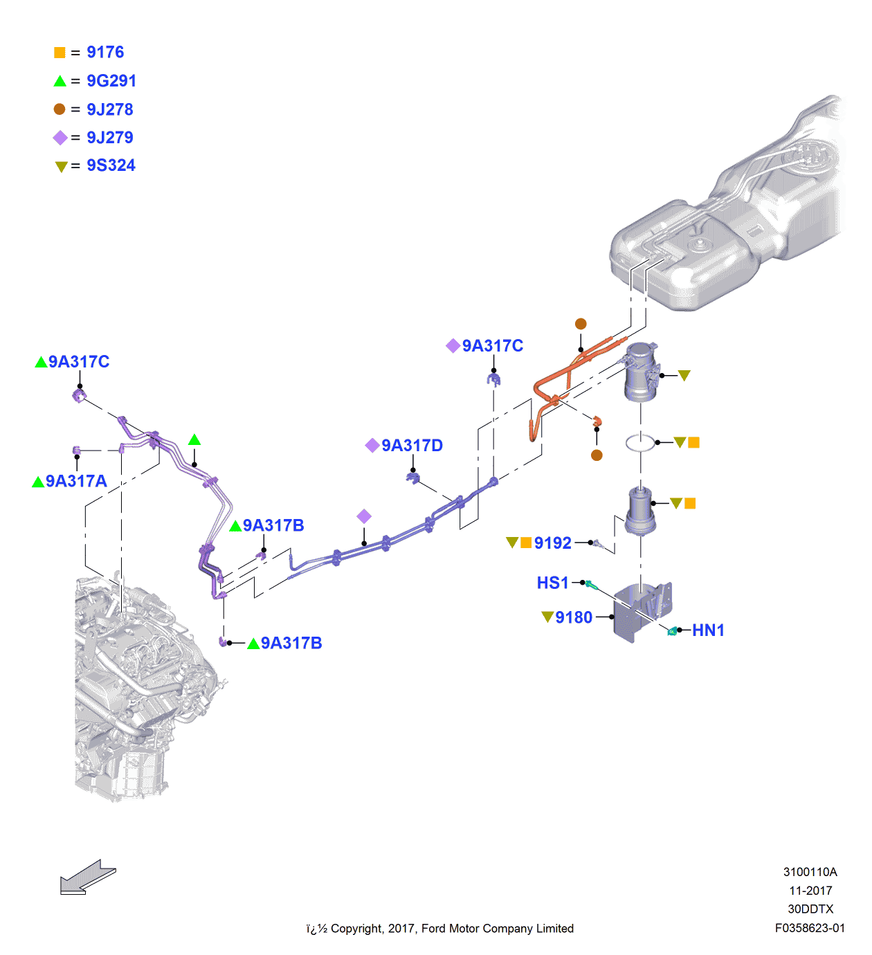 JL3Z-9J279-G JL3Z9J279G - Genuine Ford Tube Assembly
