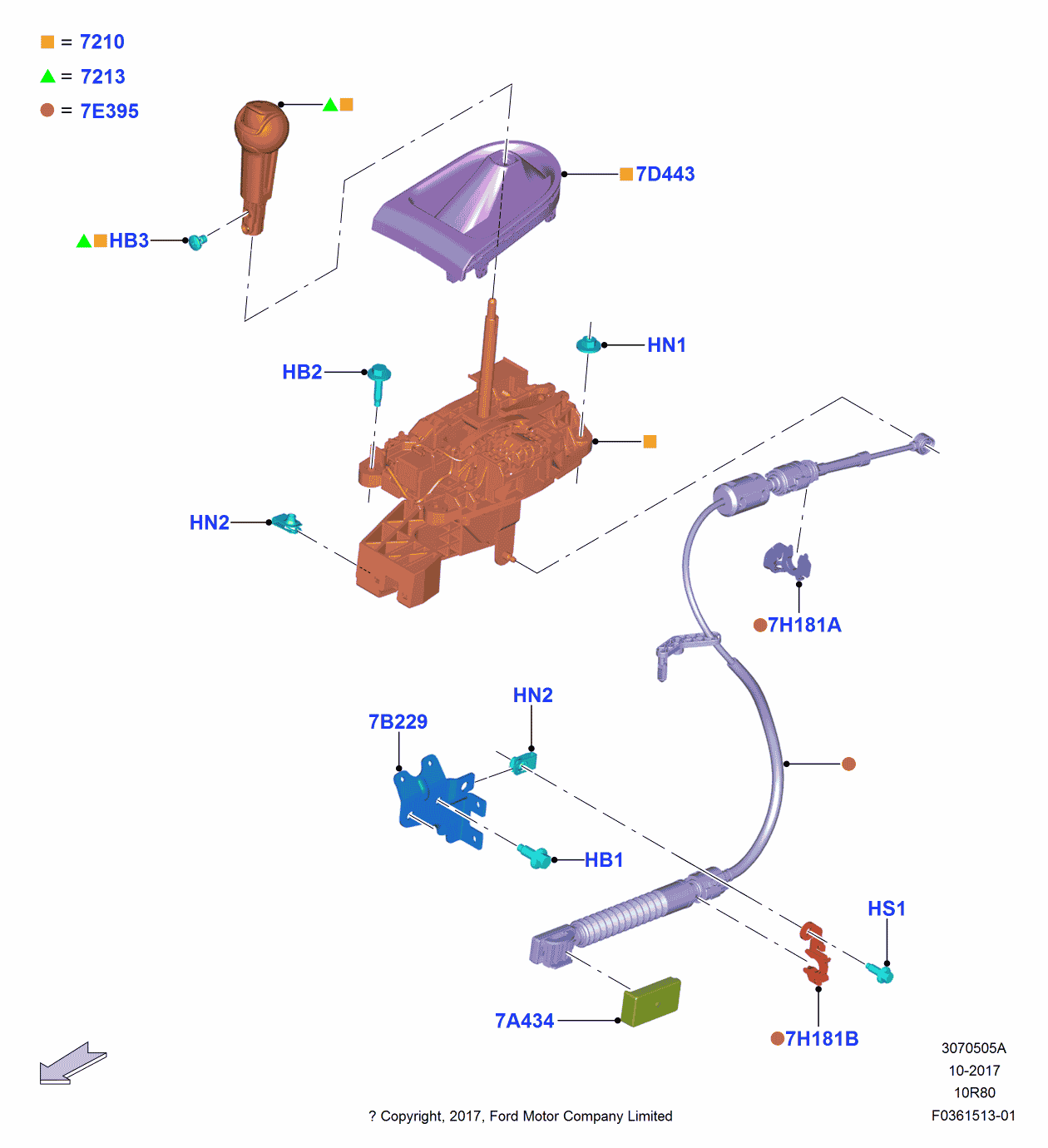 JR3Z-7210-AD JR3Z7210AD - Genuine Ford Lever - Gear Shift